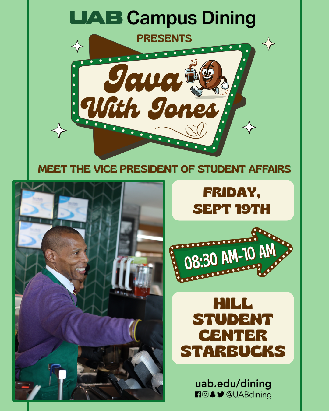 Blazer can grab Java with Jones on Sept. 19 | Student Affairs - Student Affairs News